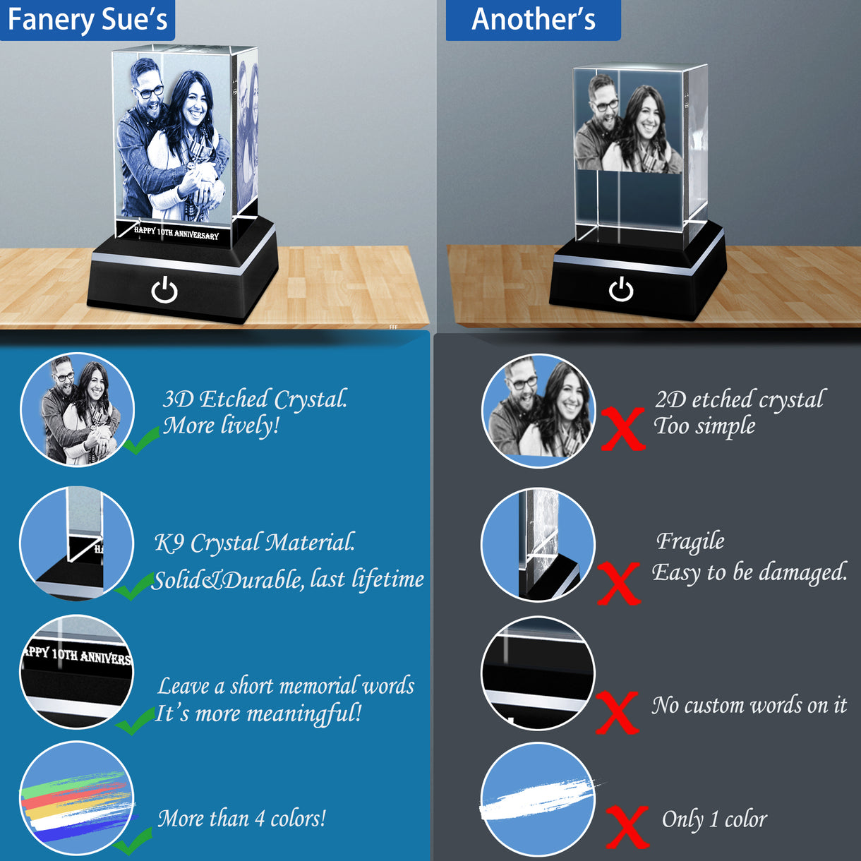 3d Heart Crystal Photo | Personalized 3d Crystal Photo - FanerySue ...