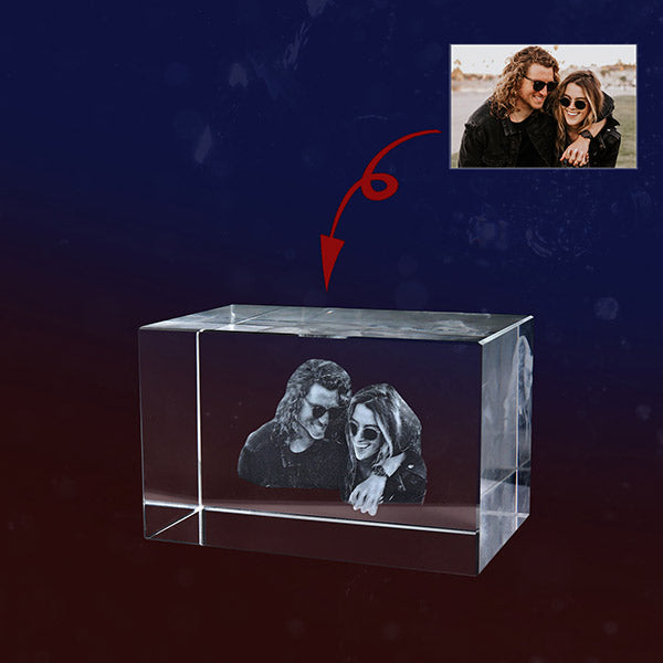 Custom 3D Crystal Photo Rectangle | 3D Photo Engraved Crystal – Fanery Sue